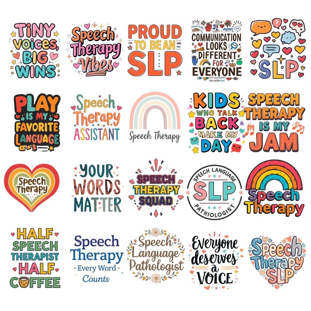 Speech Therapy PNG Bundle, SLP Motivational Quotes (digital Download ...