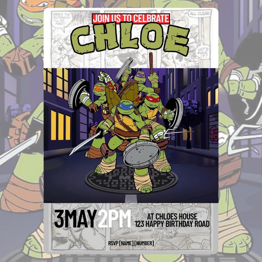 TMNT Birthday Party Invitation Personalized | Teenage Mutant Ninja ...