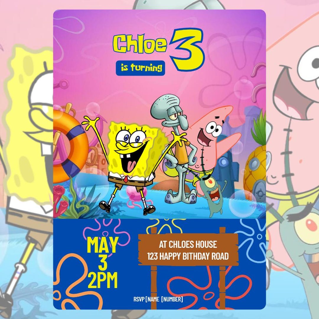 Spongebob Birthday Party Invitation Personalized | Fun Under the Sea ...