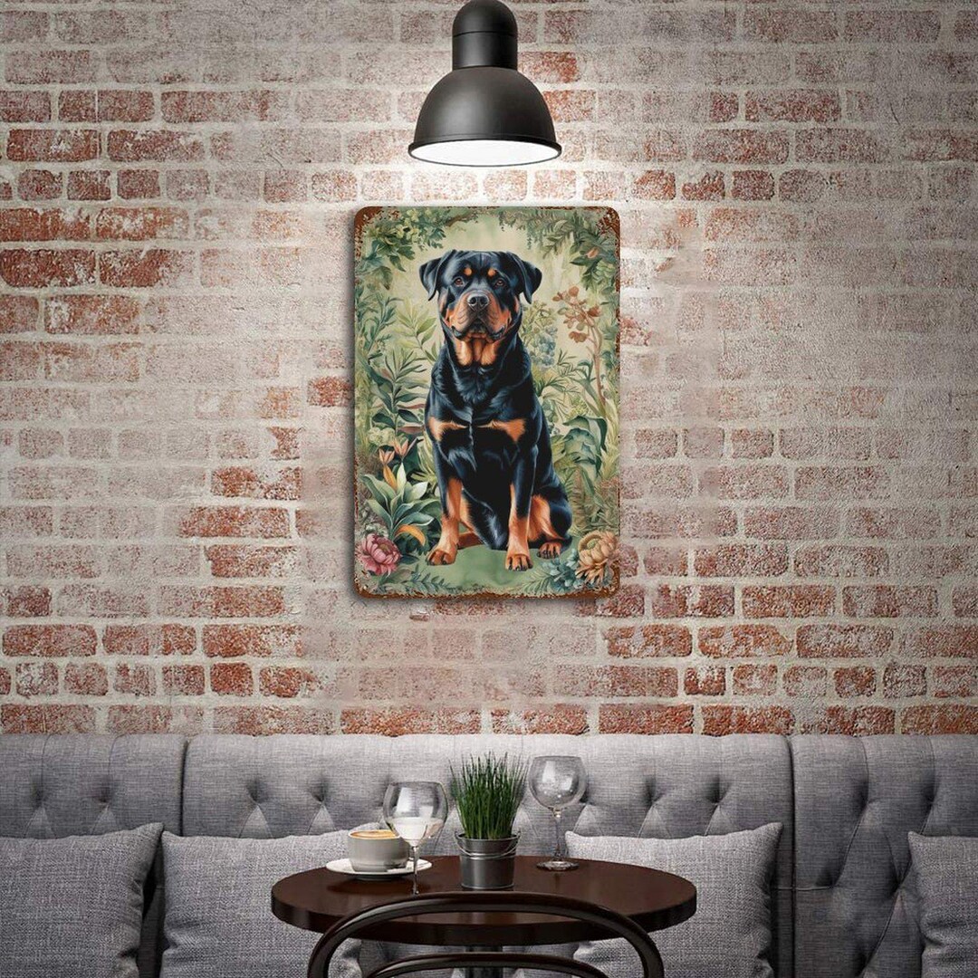 Vintage Rottweiler Metal Tin Sign – Rustic Dog Wall Art for Home ...