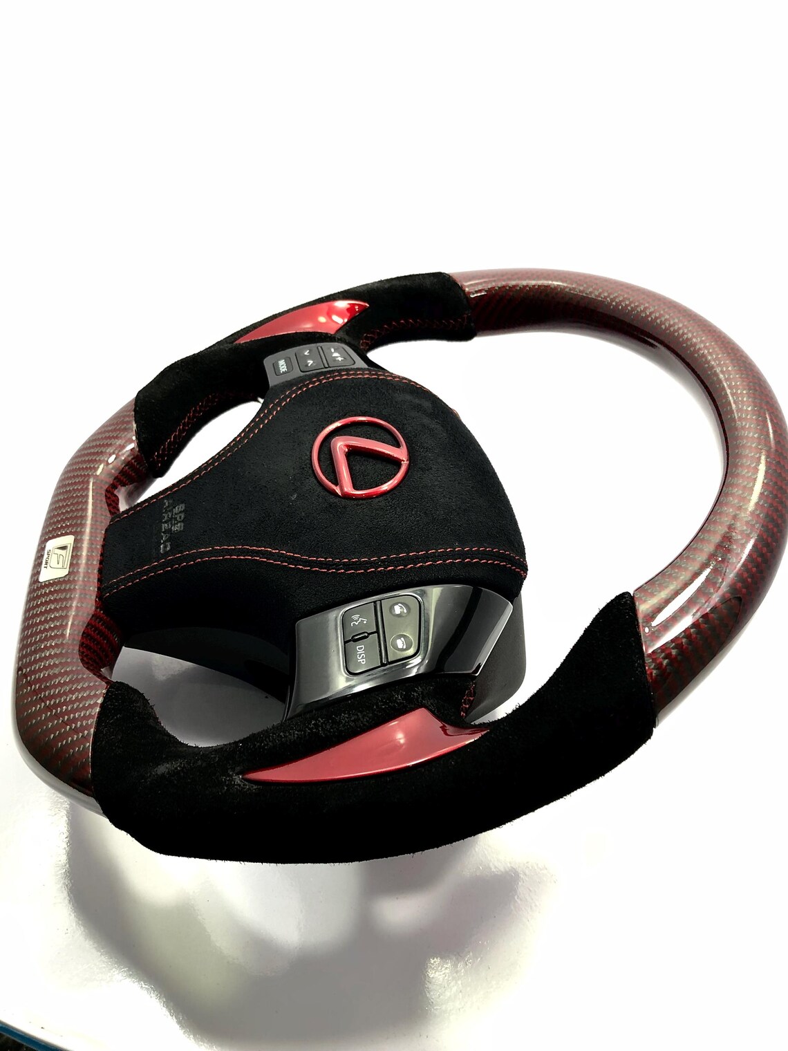 Red Carbon Fiber Lexus Steering Wheel: Black Suede, Red Stitching, F ...