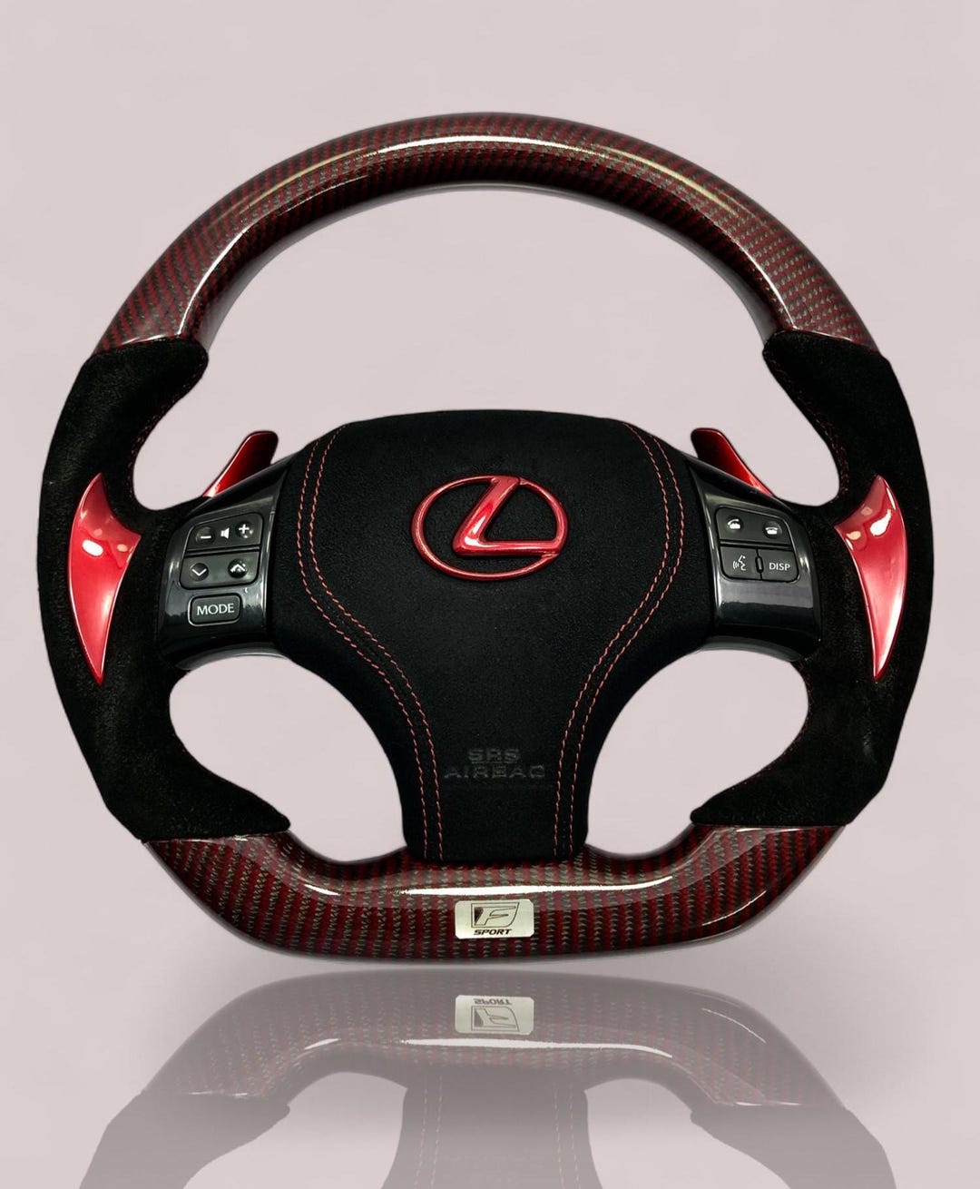 Red Carbon Fiber Lexus Steering Wheel: Black Suede, Red Stitching, F ...