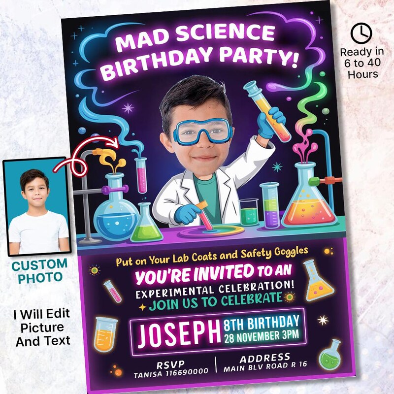 Science Birthday Invitation - Etsy