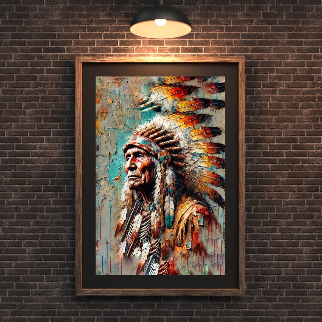 Native American Chief Digital Download ,tribal Warrior Portrait ...