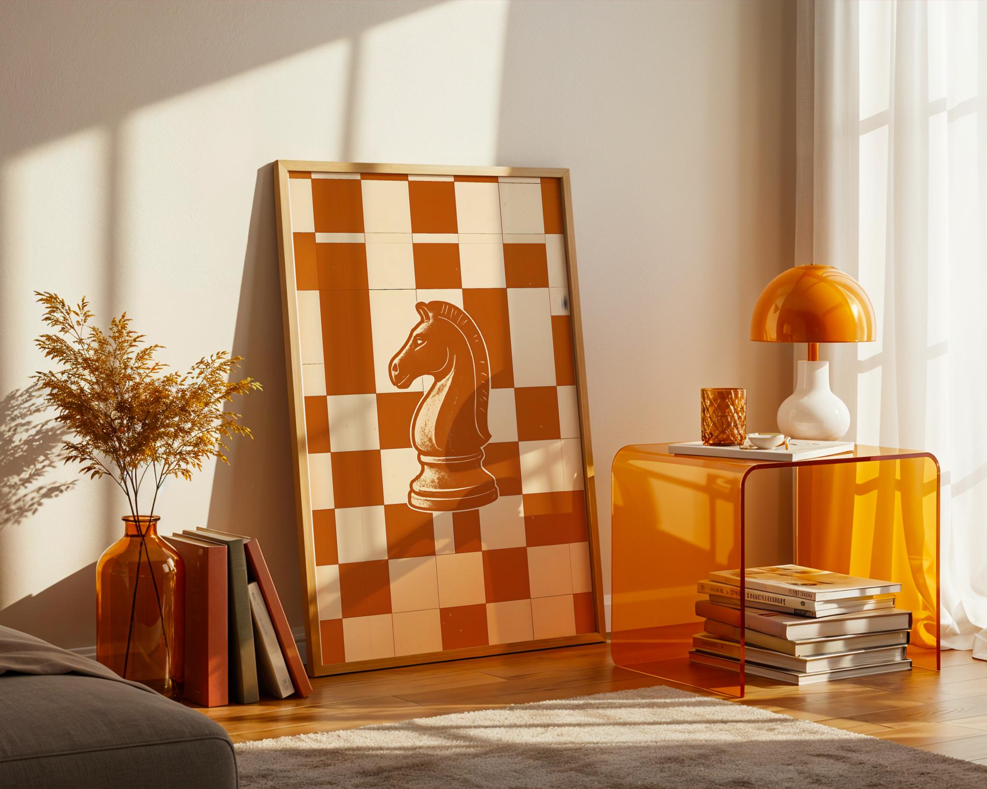 Mid Century Modern Chess Knight Printable Wall Art | Retro Minimalist ...