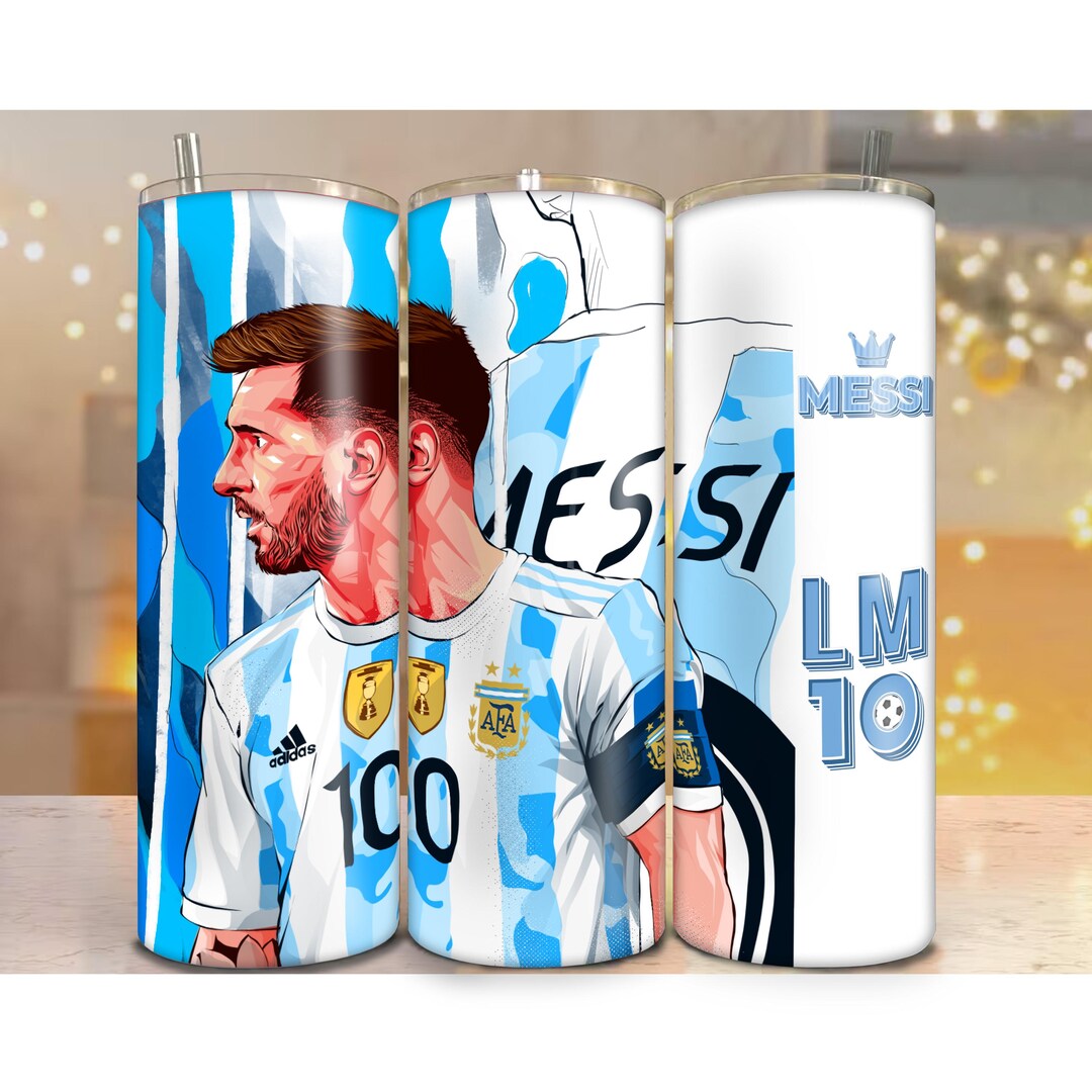 Lionel Messi Argentina Tumbler Wrap Digital Sports Art With Iconic Blue ...