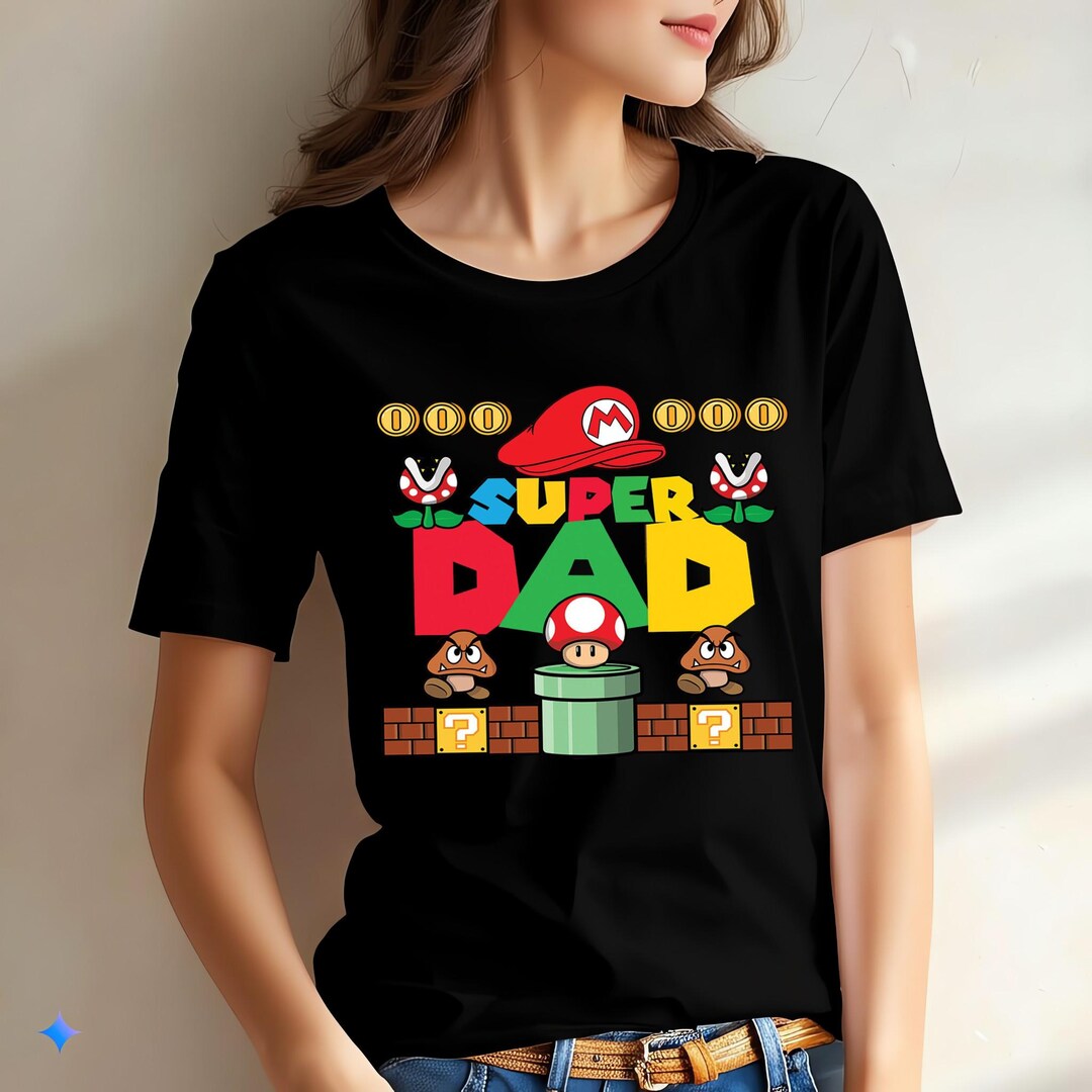Super Papa, Super Mario Papa T-shirt for Father's Day for Dad Father's ...
