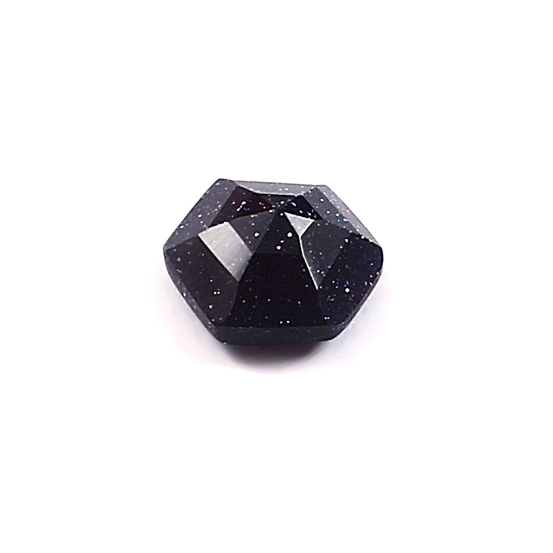 Natural Blue Sandstone Hexagon Faceted Gemstone | Sparkling Midnight ...