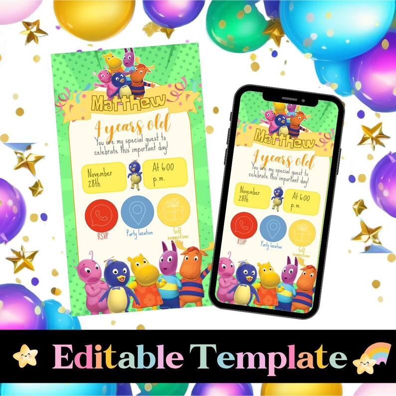Backyardigans Editable Birthday Invitation Digital Birthday Party ...