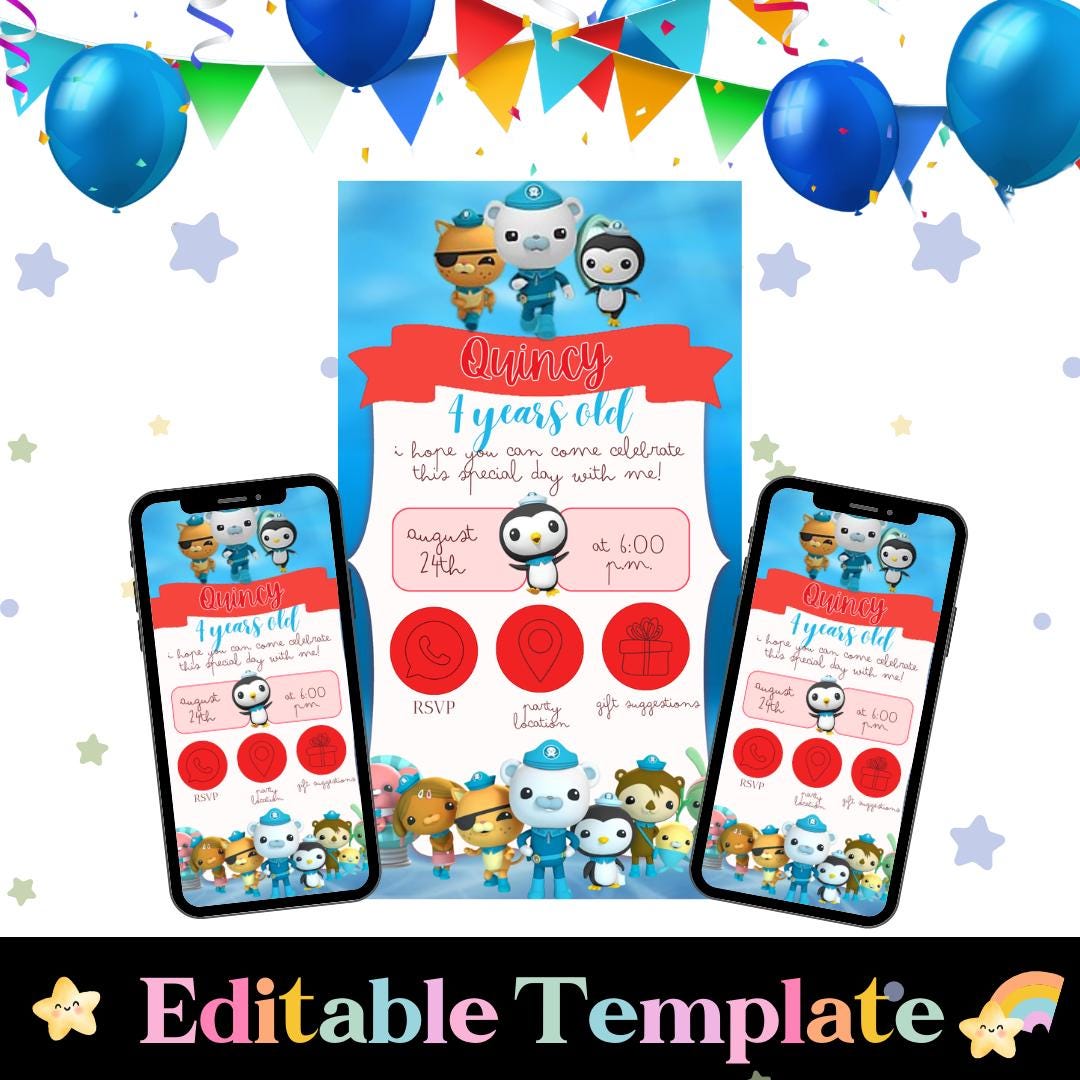 Octonauts Editable Birthday Invitation Digital Birthday Party ...