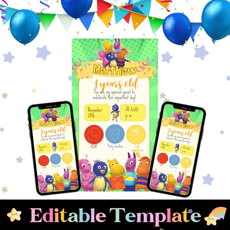 Backyardigans Editable Birthday Invitation Digital Birthday Party ...