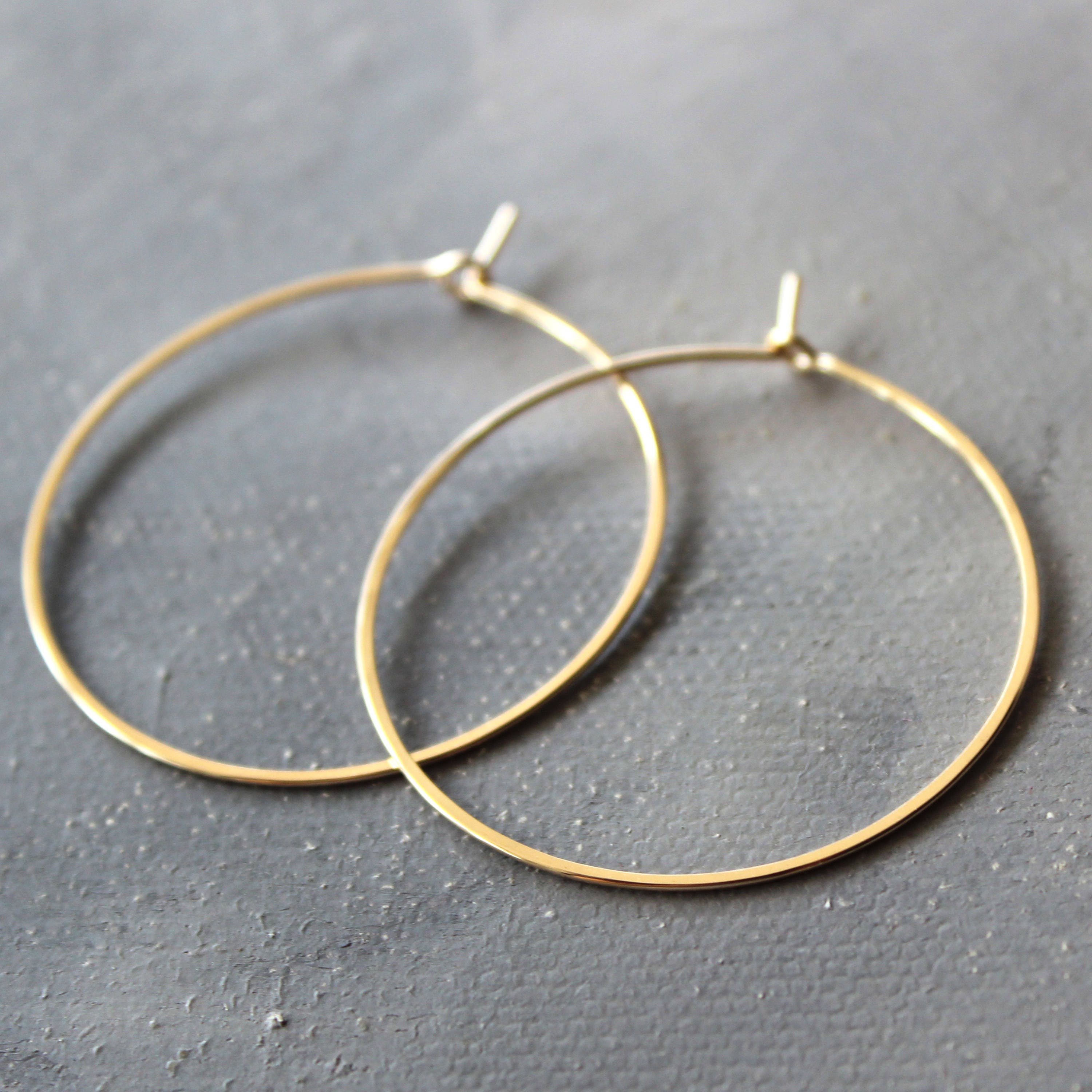 Solid 14k Gold Hoop Earrings - Genuine Gold Hoops - Medium ( 1.5 ...