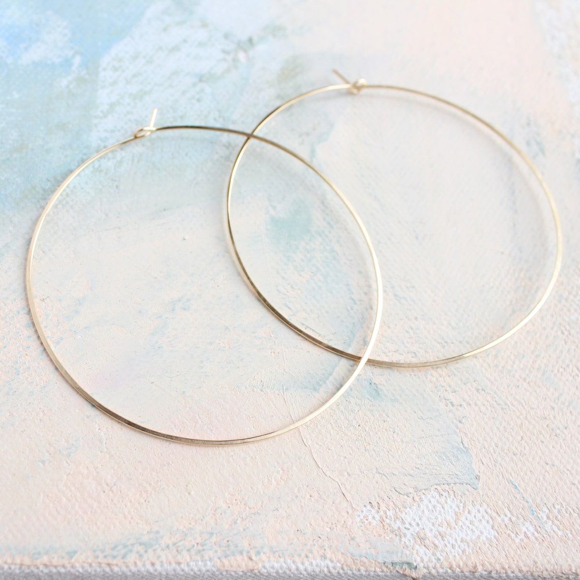 Thin Gold Hoops Extra Large Hoop Earrings 2.5 Gold | Etsy