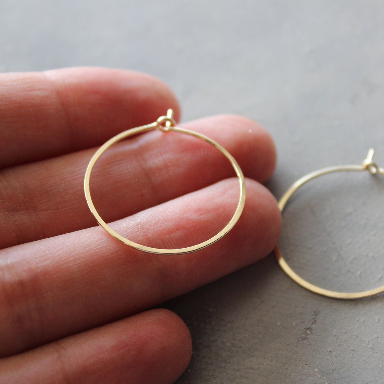 Solid Gold Hoop Earrings - Small Hoop Earrings ( 1" ) Thin Hoop ...