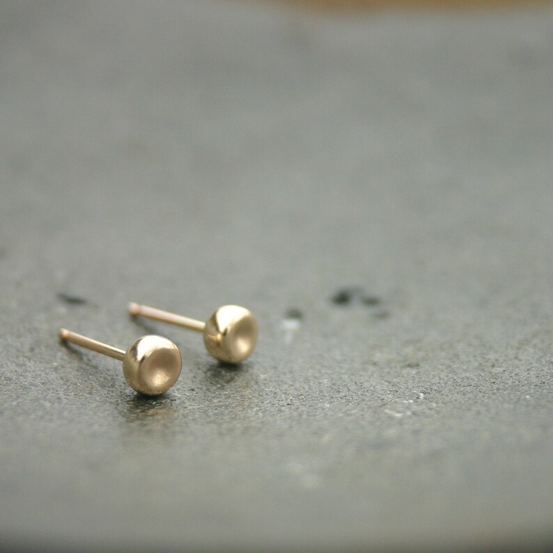 Gold Earrings Gold Pebble Earrings 4mm Handmade Gold - Etsy