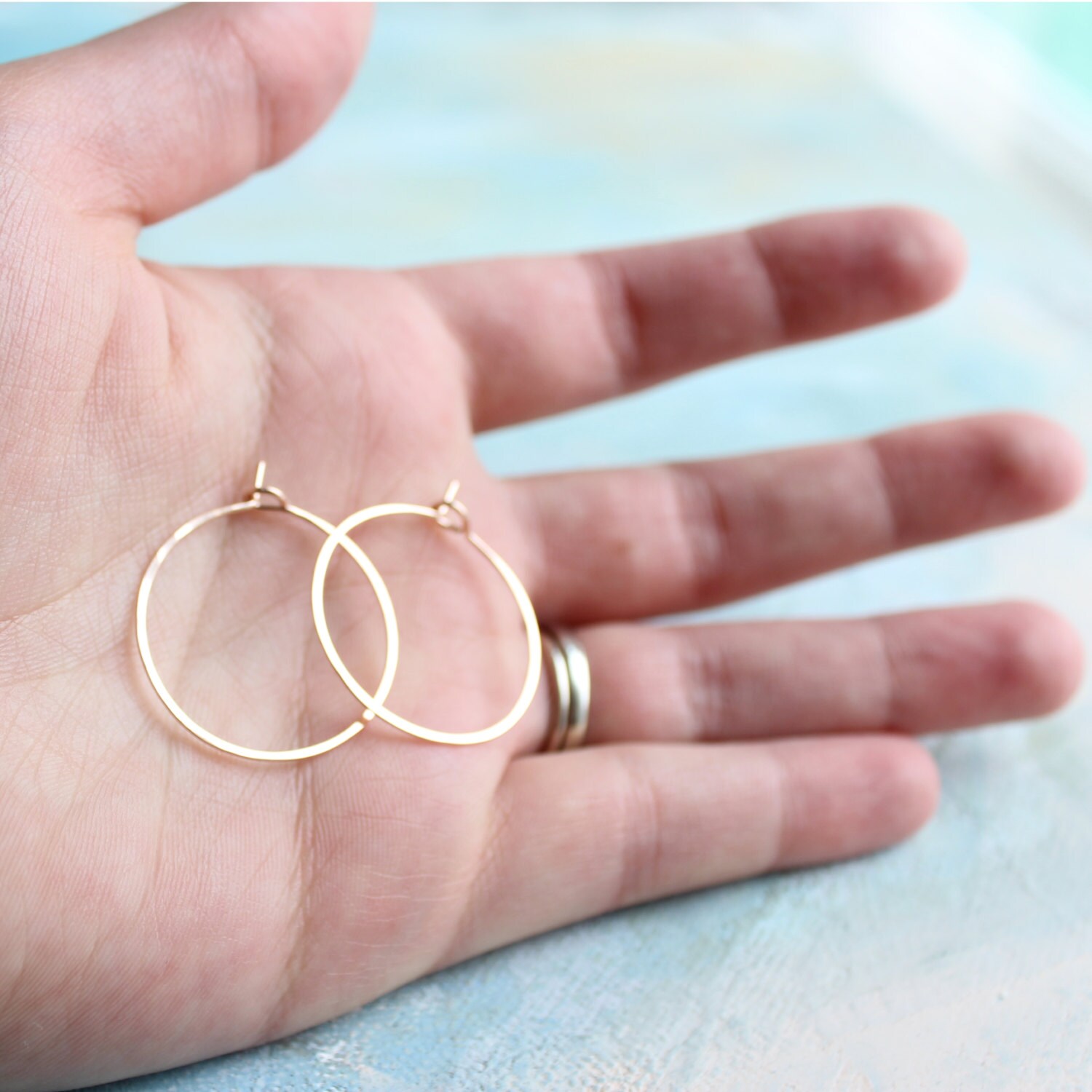 Small Rose Gold Hoops 1", Delicate Jewelry, Thin Hoop Earrings - Etsy