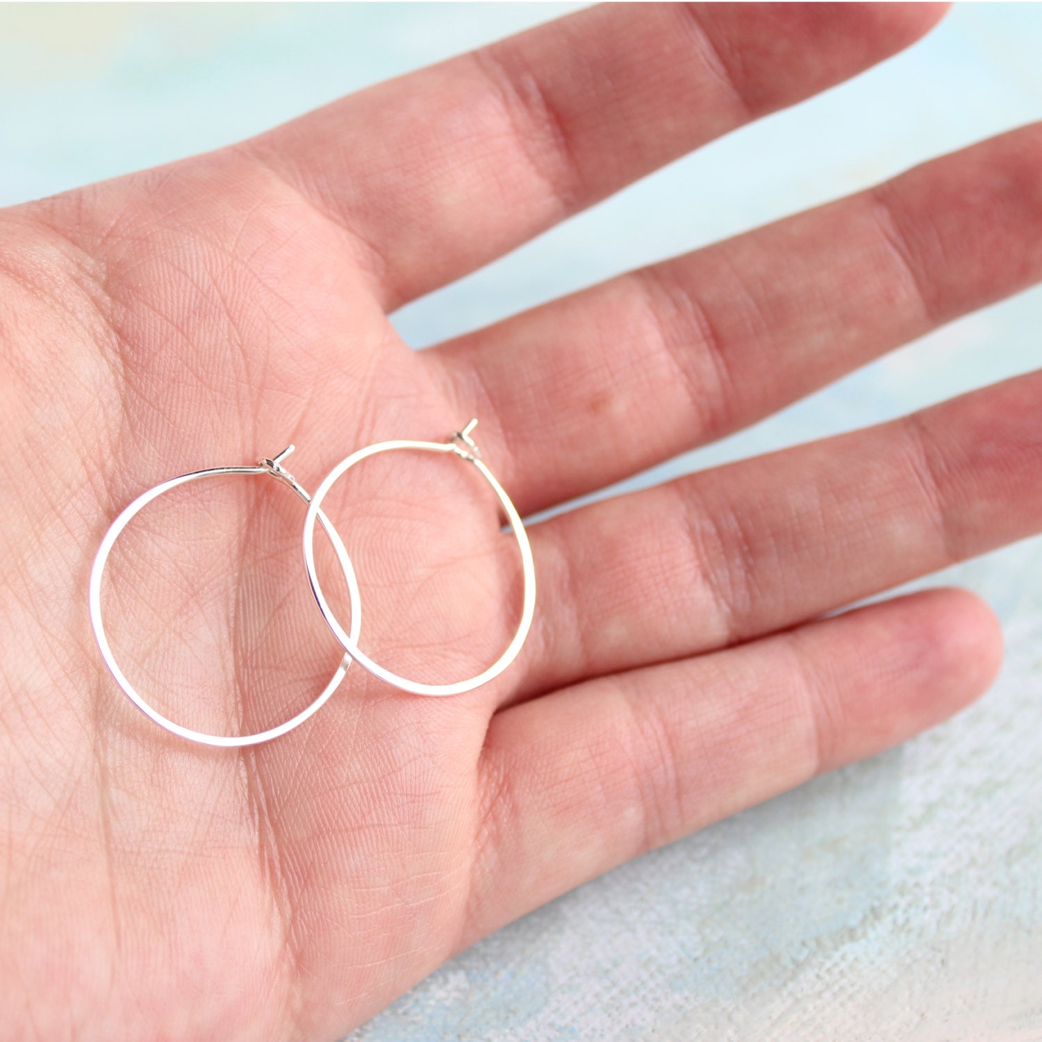 Silver Hoop Earrings Small Sterling Silver 1 Thin Silver | Etsy