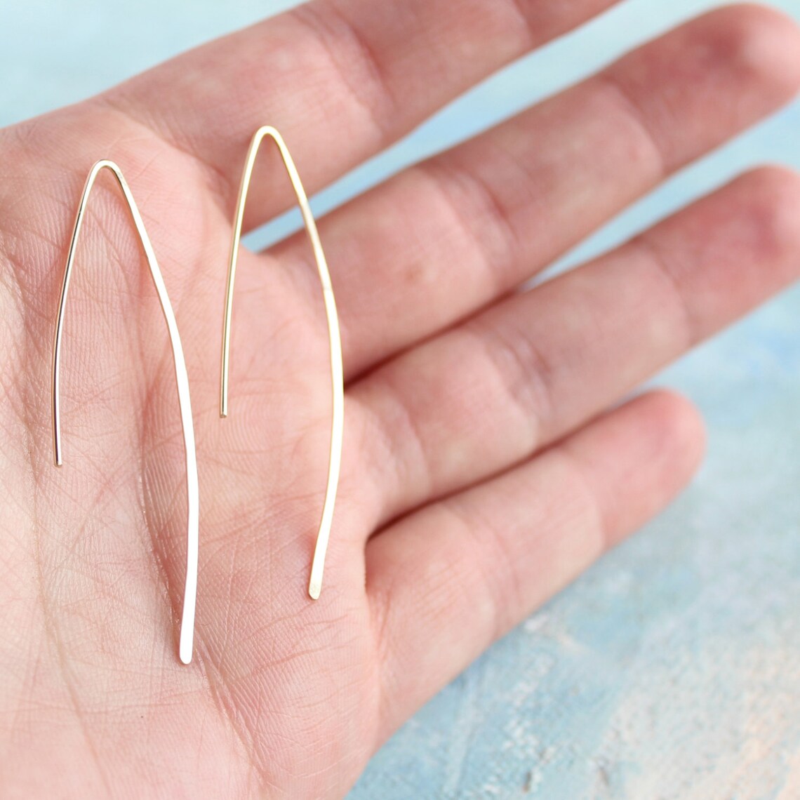 Gold Line Earrings Minimalist Jewelry Thin Gold Earrings - Etsy
