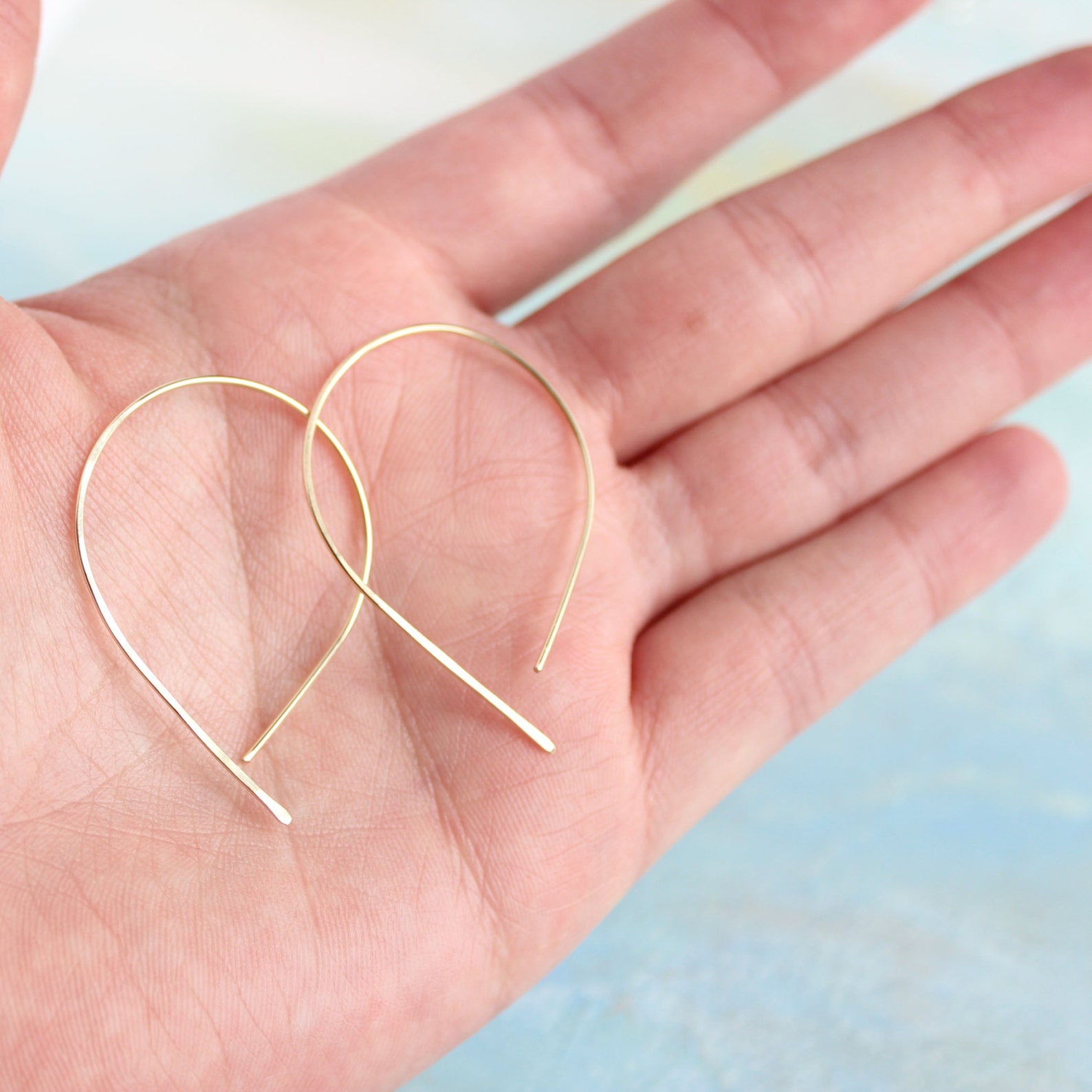 Open Hoop Earrings Gold Teardrop Hoop Earing Thin Hoop | Etsy