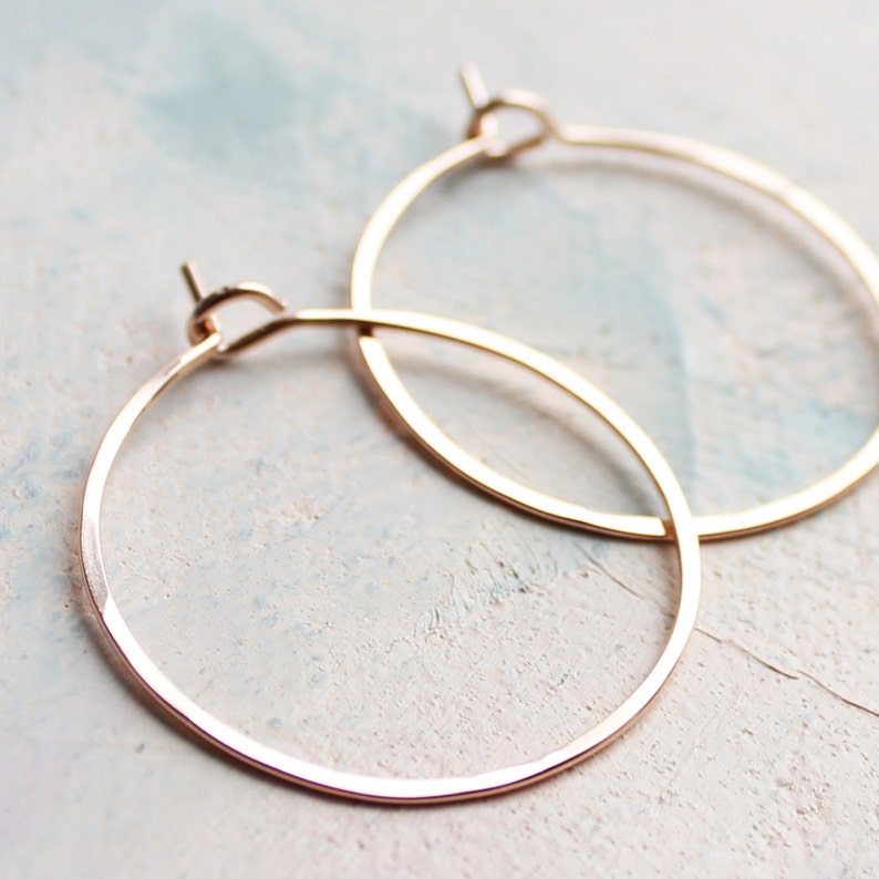 Small Rose Gold Hoops 1", Delicate Jewelry, Thin Hoop Earrings - Etsy