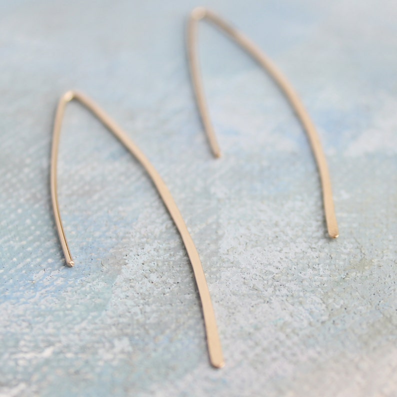 Gold Line Earrings Minimalist Jewelry Thin Gold Earrings - Etsy
