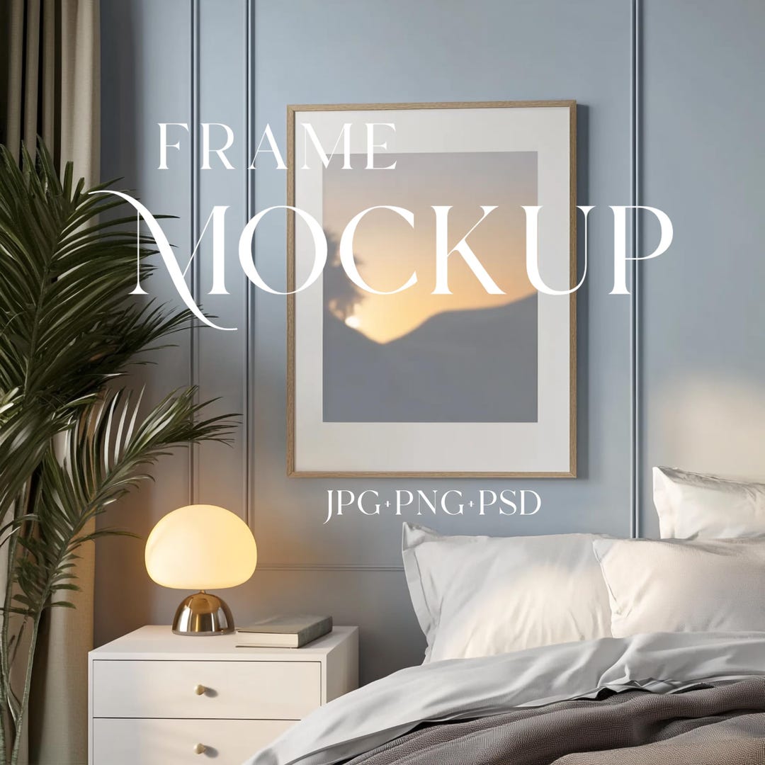Bedroom Mockup, Vertikal Frame Mockup, Blue Interior Mockup 70x90 - Etsy