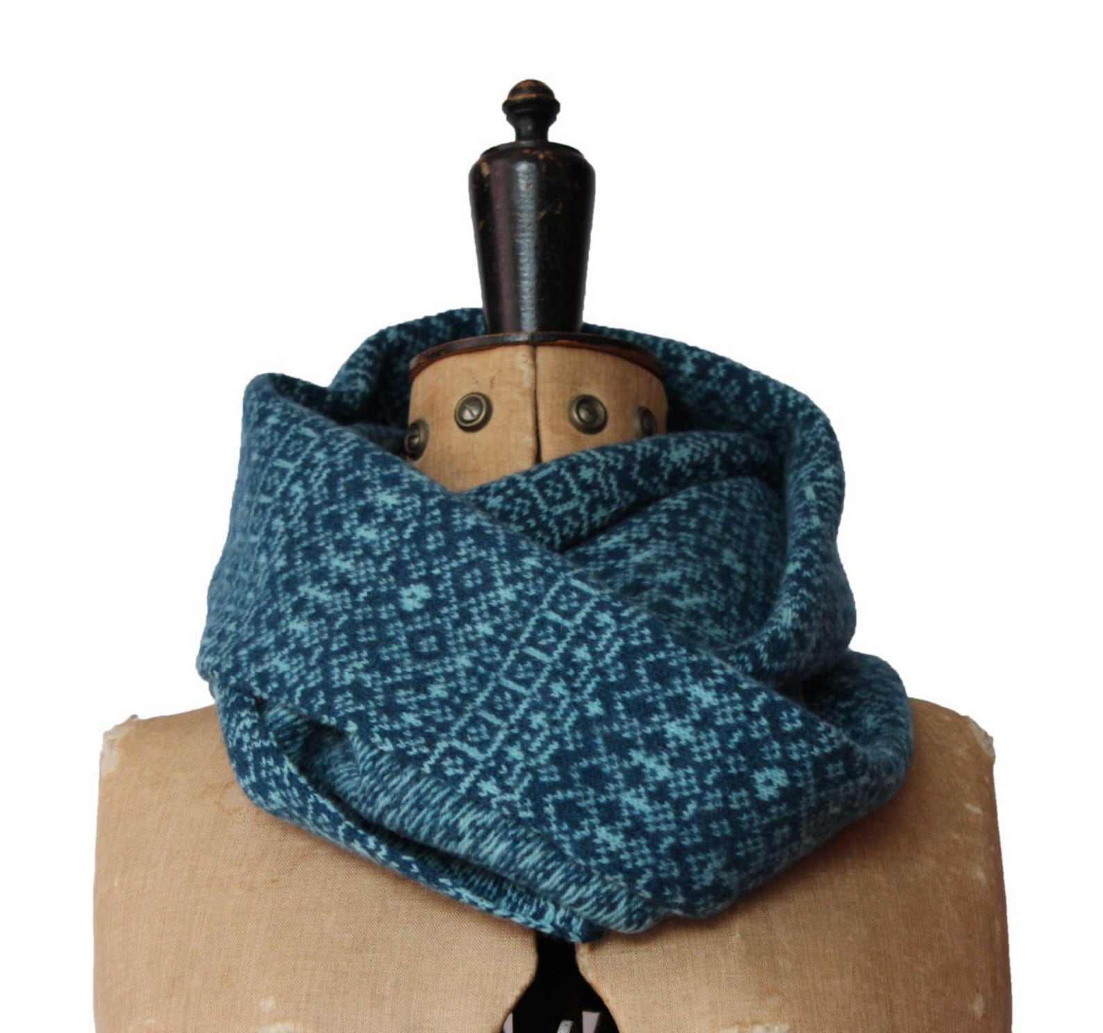 Diesel Snood Fair Isle Snood Blue Infinity Scarf Loop | Etsy