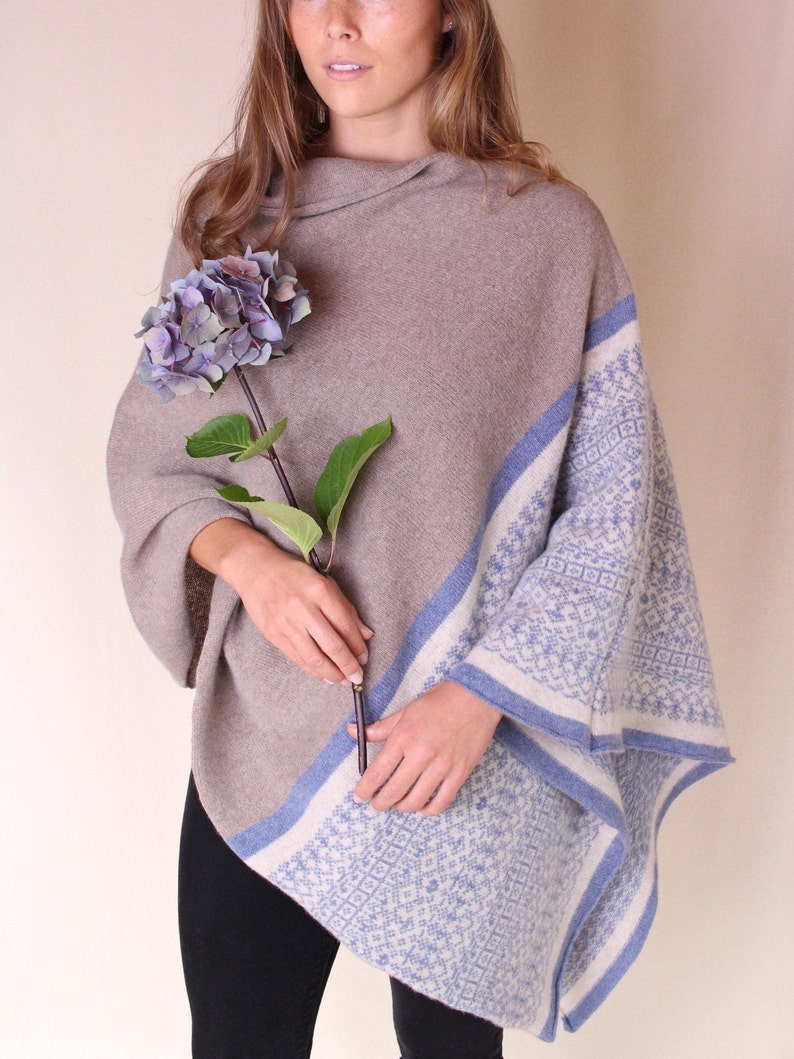 Knitted Fair Isle Poncho Handmade Poncho for Mum Soft - Etsy UK