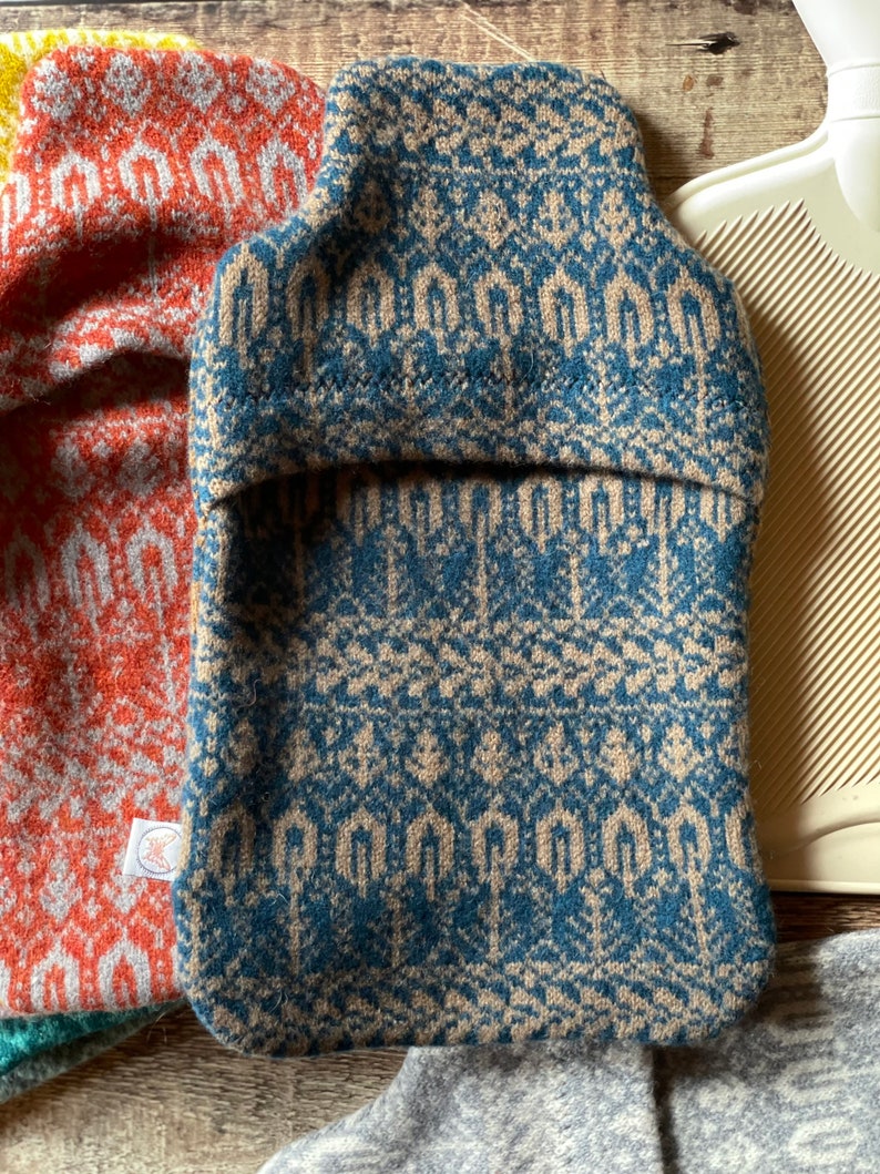 Handcrafted Lambswool Hot Water Bottle Cover: Diesel & Brown Knit ...