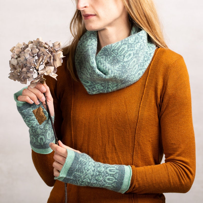 Soft Knitted Snood, Green Cowl Neck Scarf, Grey Snood, Knitted Snood ...