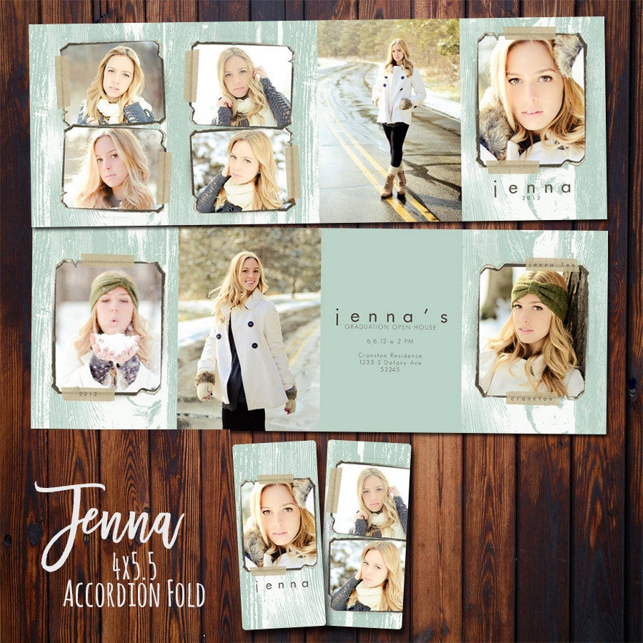 Graduation Announcement PSD Template Set 4x5.5 Accordion and Rep Card ...