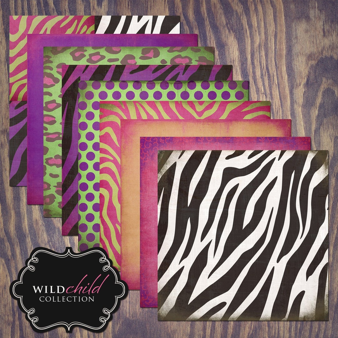 Wild Child Digital Scrapbook Paper Pack 12x12300 Dpi 8 Digital Papers ...