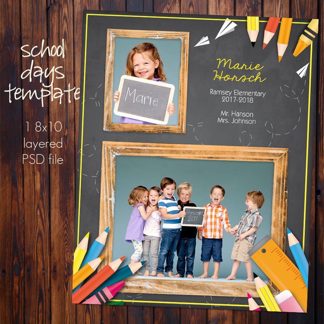 PHOTOSHOP School Class Photo Template - 8x10 Photoshop File -school ...