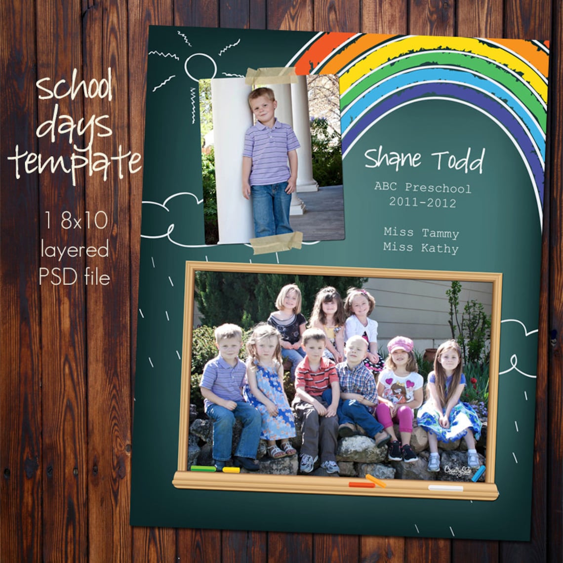 School Class Photo Template - 8x10 Photoshop File - Etsy