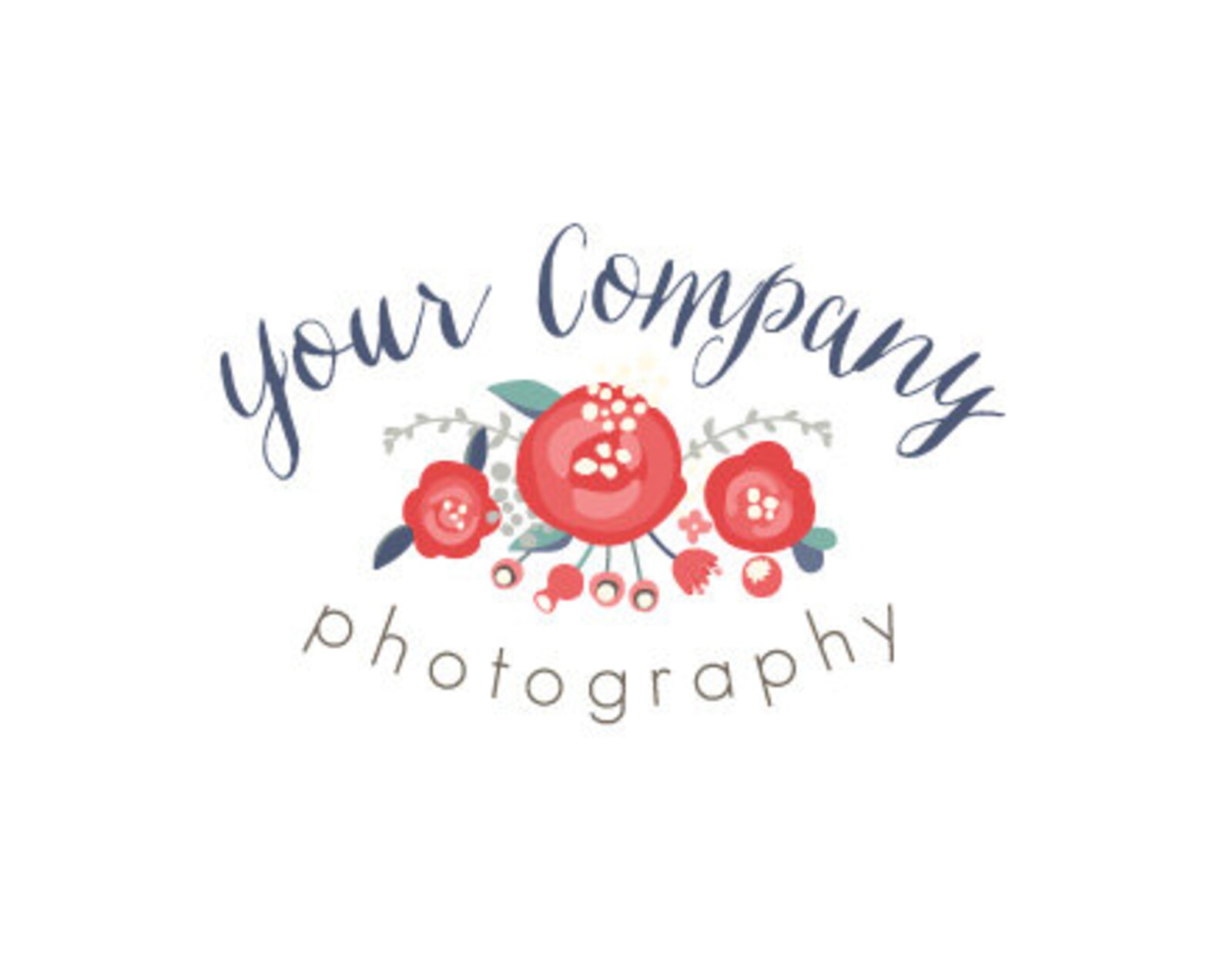 Photography Logo & Watermark Pre-made Red Floral - Etsy