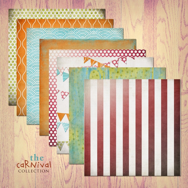 Carnival Digital Scrapbook Paper Pack 12x12300 Dpi 8 Digital Papers - Etsy