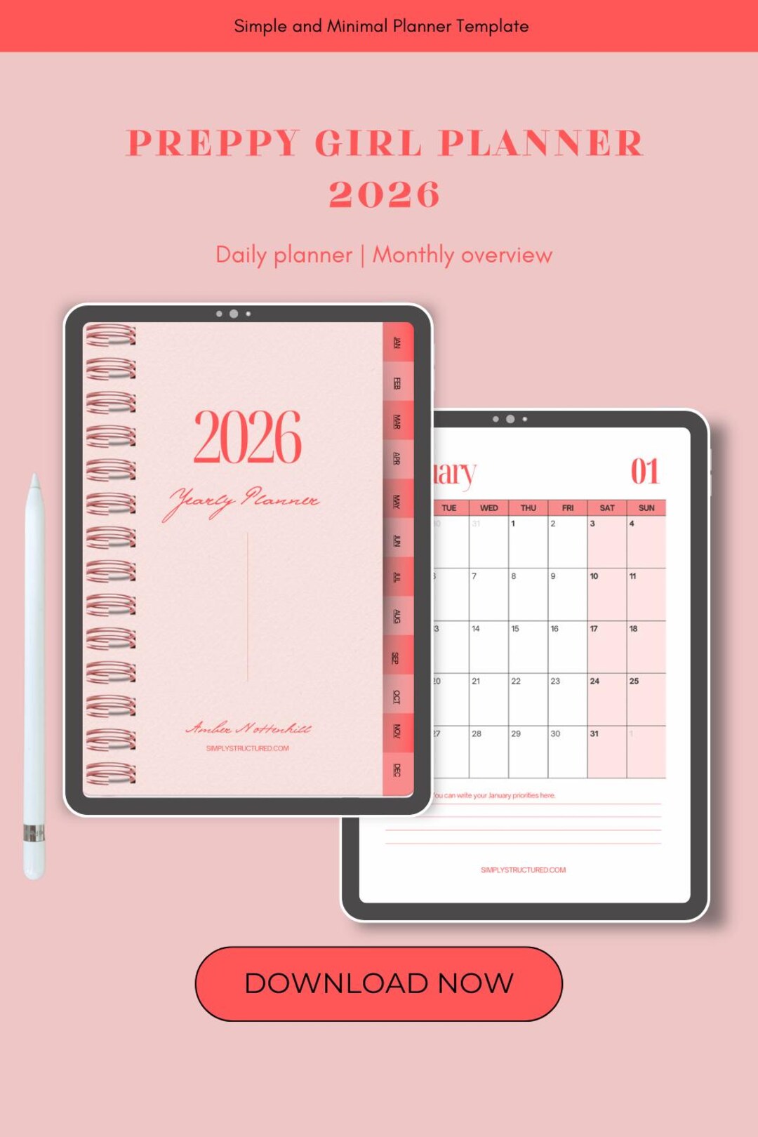Preppy Girl Planner 2026 - Etsy