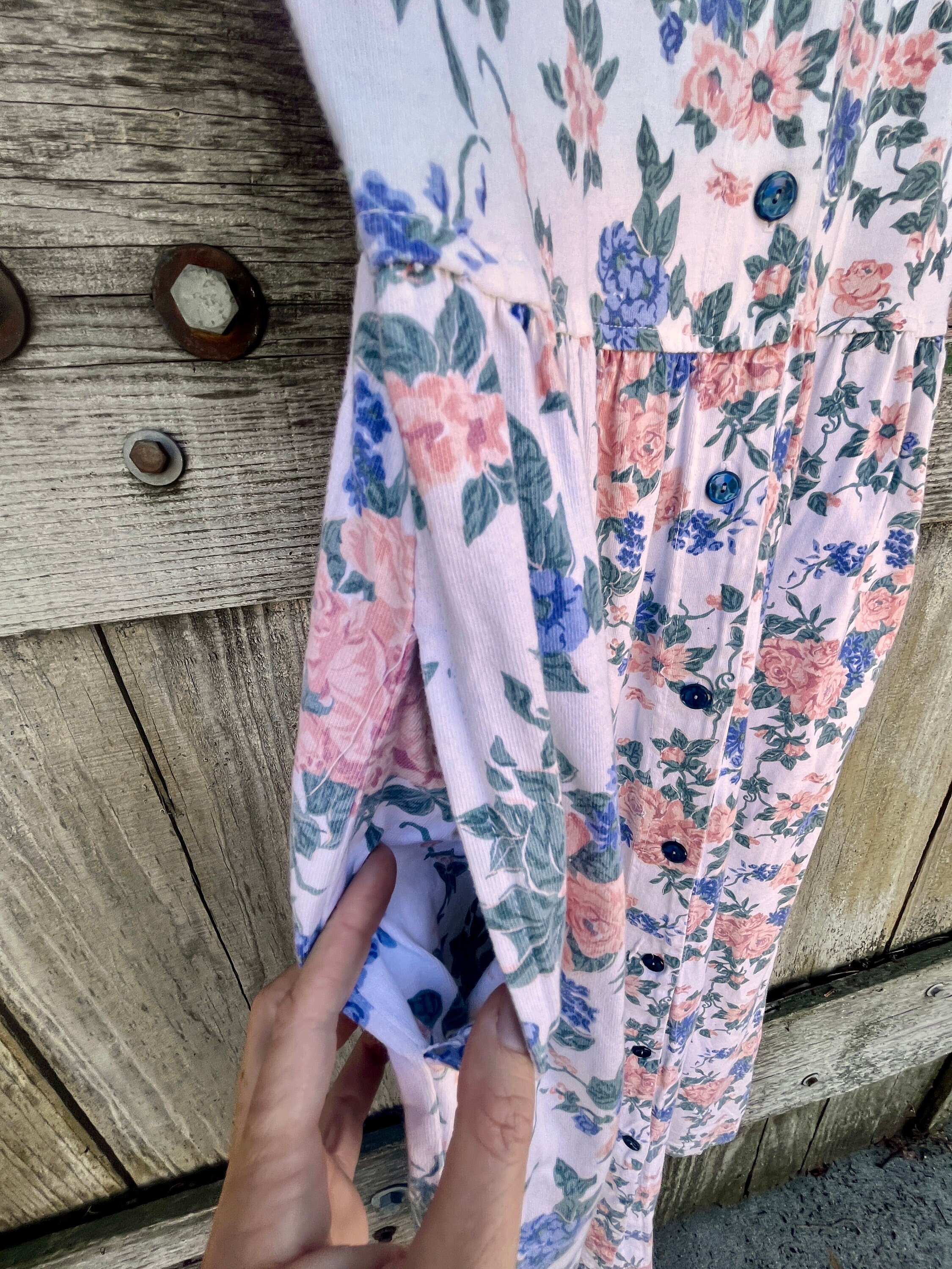 90s Floral Dress Spot Light Vintage Flowy Button Down Maxi Dress Medium ...