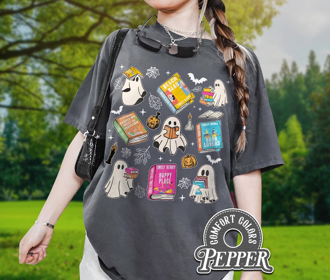 Emily Henry Ghost Reading Book Comfort Colors Shirt, Emily Henry Book ...