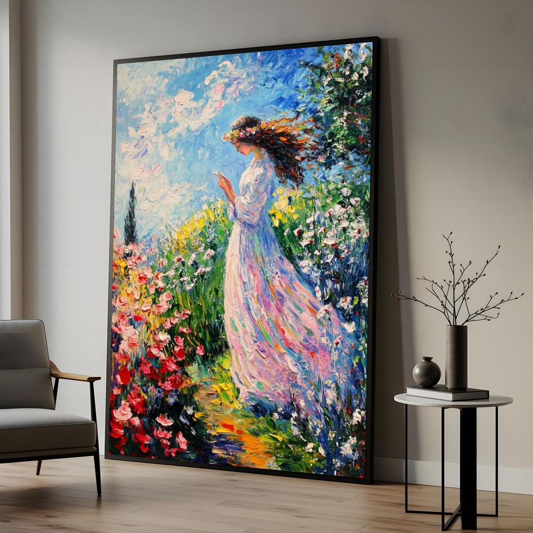 Impressionist Angel, Claude Monet Style, Garden Painting, Wall Art ...