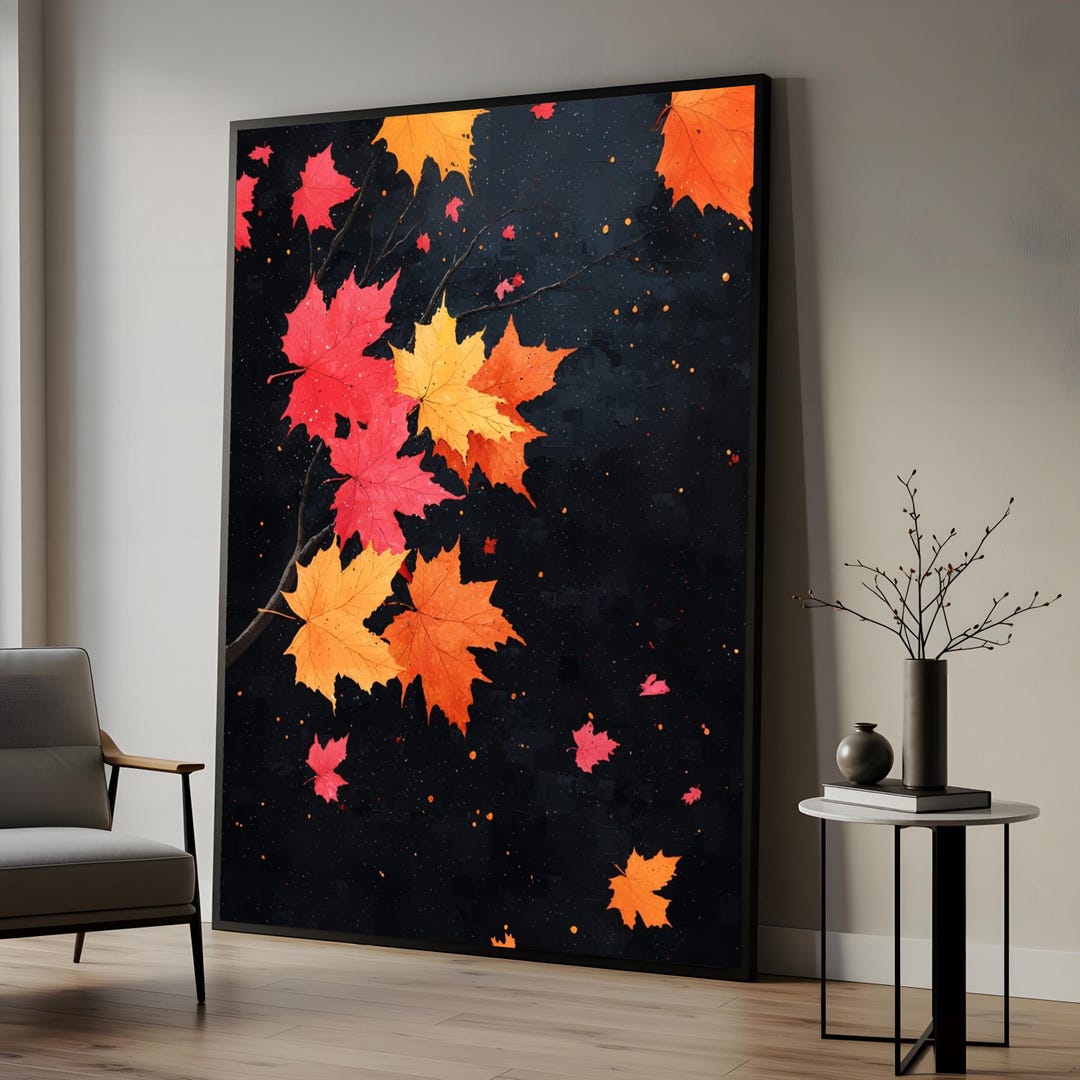 Autumn Leaves Canvas, Falling Leaves Art, Seasonal Wall Decor ...