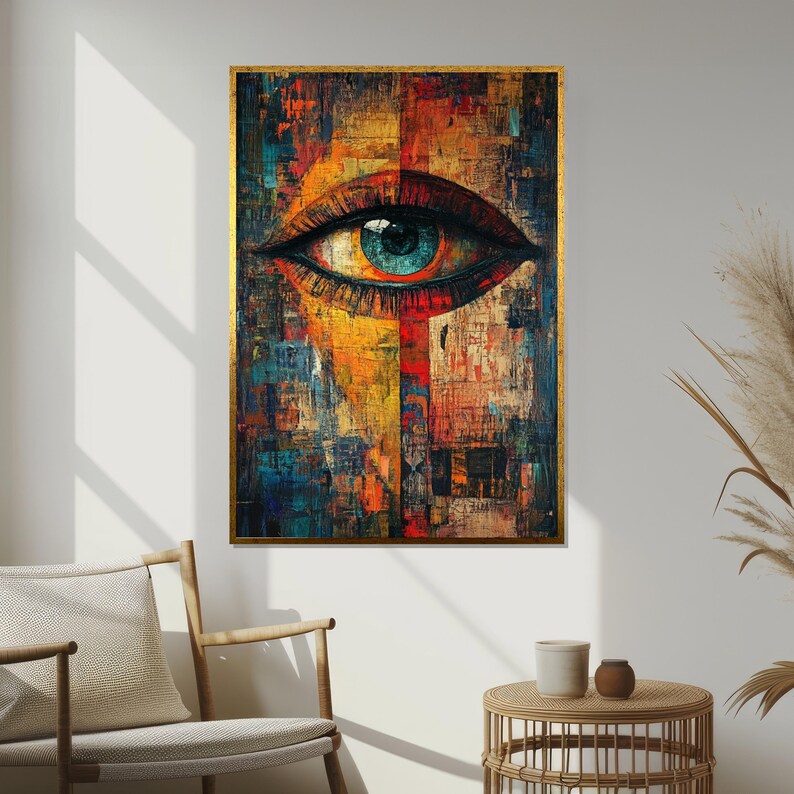 Mystical Eye Canvas, Abstract Eye Wall Art, Colorful Eye Art Print ...