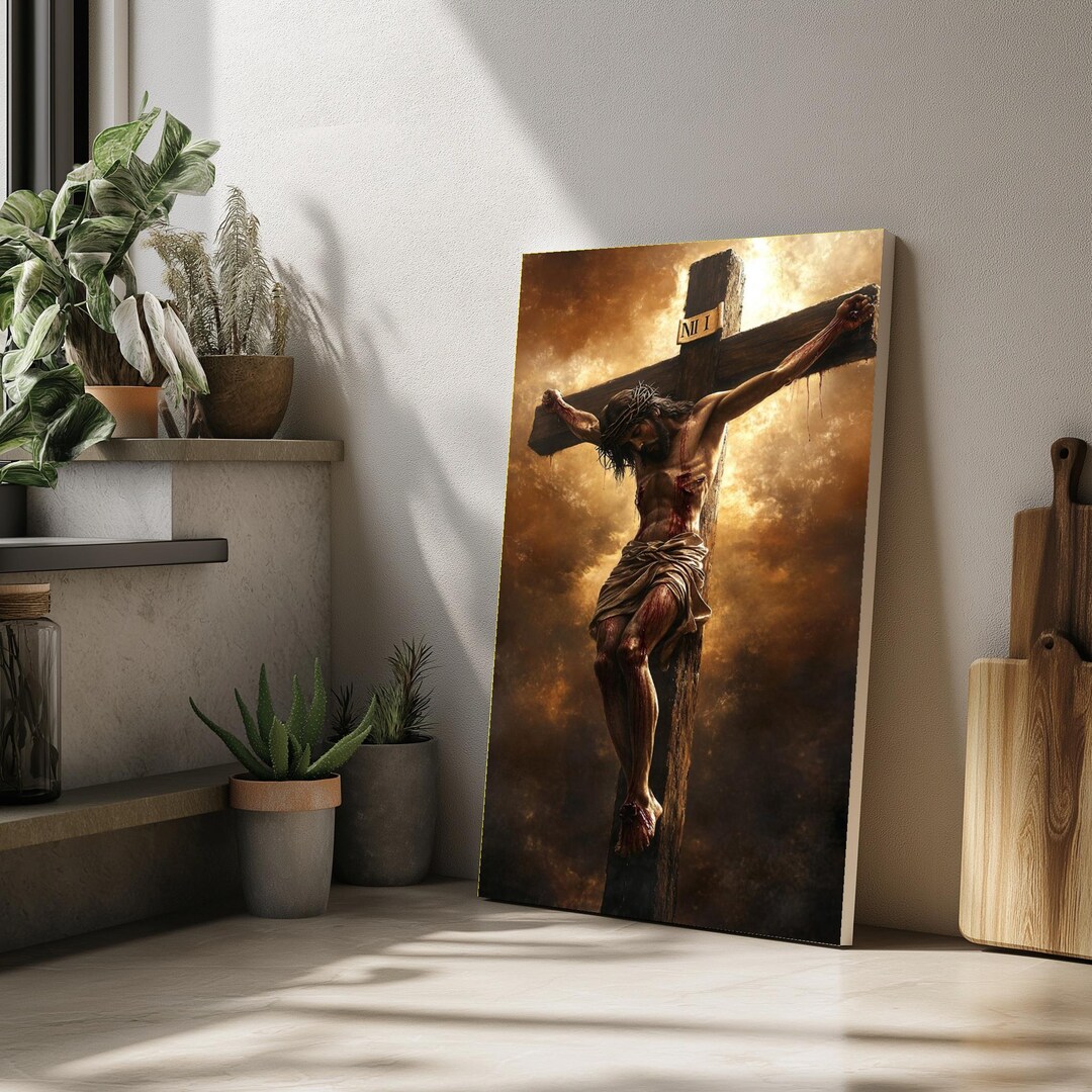 Crucifixion Canvas, Religious Art, Jesus on Cross Print, Wall Art ...