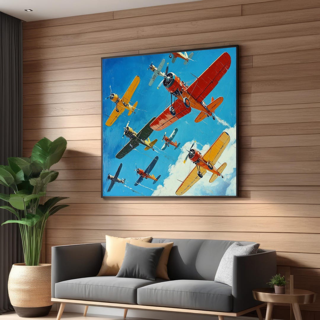 Vintage Airplanes Canvas, Retro Flight Art, Aviation Wall Art, Airplane ...