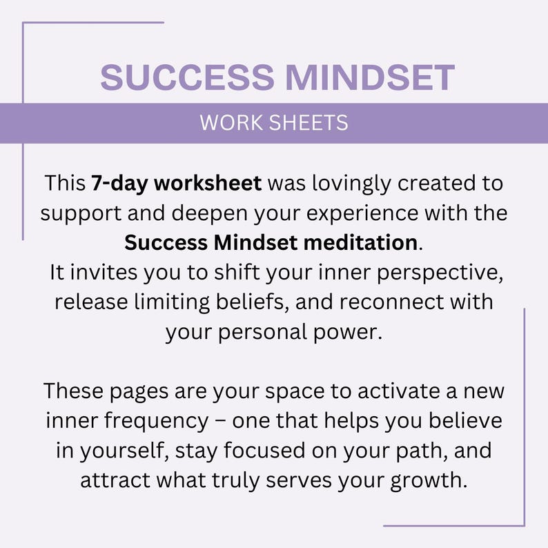 Success Mindset Worksheet • Vision Board • Positive Thinking • Vision ...