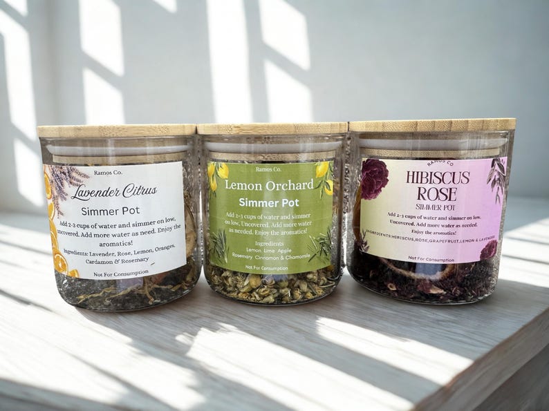 Botanical Simmer Pot Kit: Natural Home Fragrance With Hibiscus, Rose ...