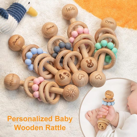 Baby Boy Wooden Rattle