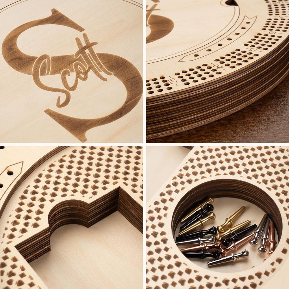Personalized Wooden Cribbage Board Set—custom Name—traveling Party Game ...