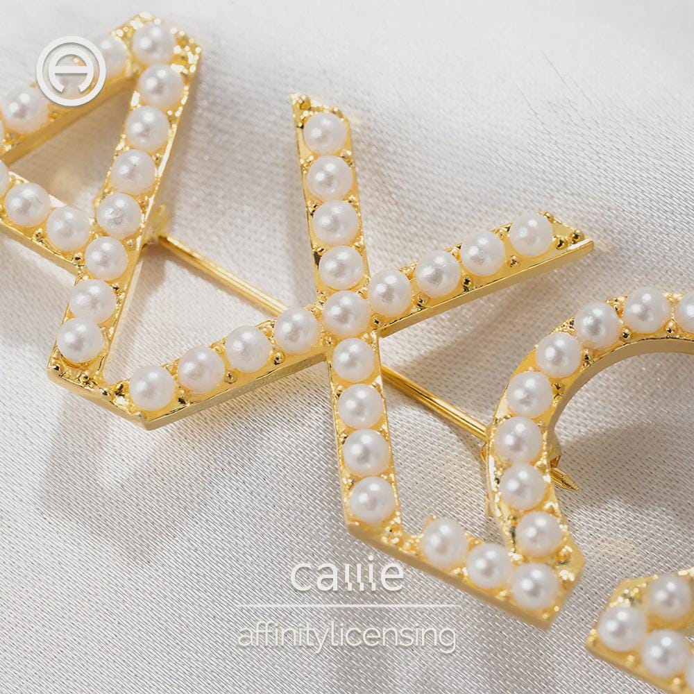 Personalized Pearl Sorority Brooch - Custom Greek Letter Design ...