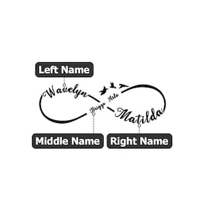 Personalized Infinity Symbol Temporary Tattoos | Custom Name and Bird ...